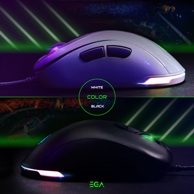 เมาส์เกมมิ่ง EGA Type M2 มีไฟ RGB มีให้เลือก 2 สี Black ปรับ DPI ได้ ...