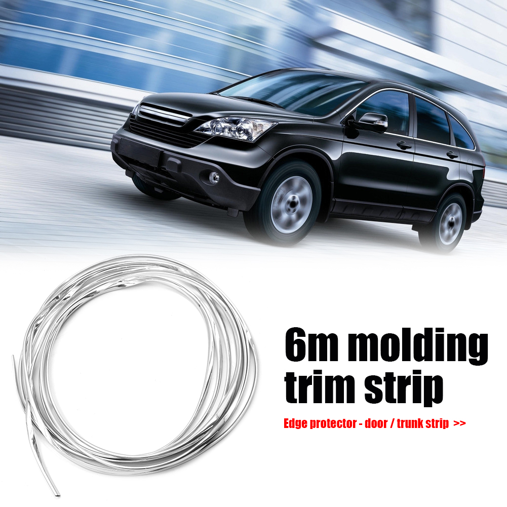 6m Car Decorative Strip Chrome Moulding Trim Strip Tape Bumper Auto DIY ...