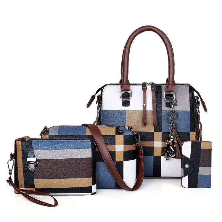 4 in 1 Bag (Free Shipping) Handbag Set Women Bag Plaid Fashion Bag Wild ...