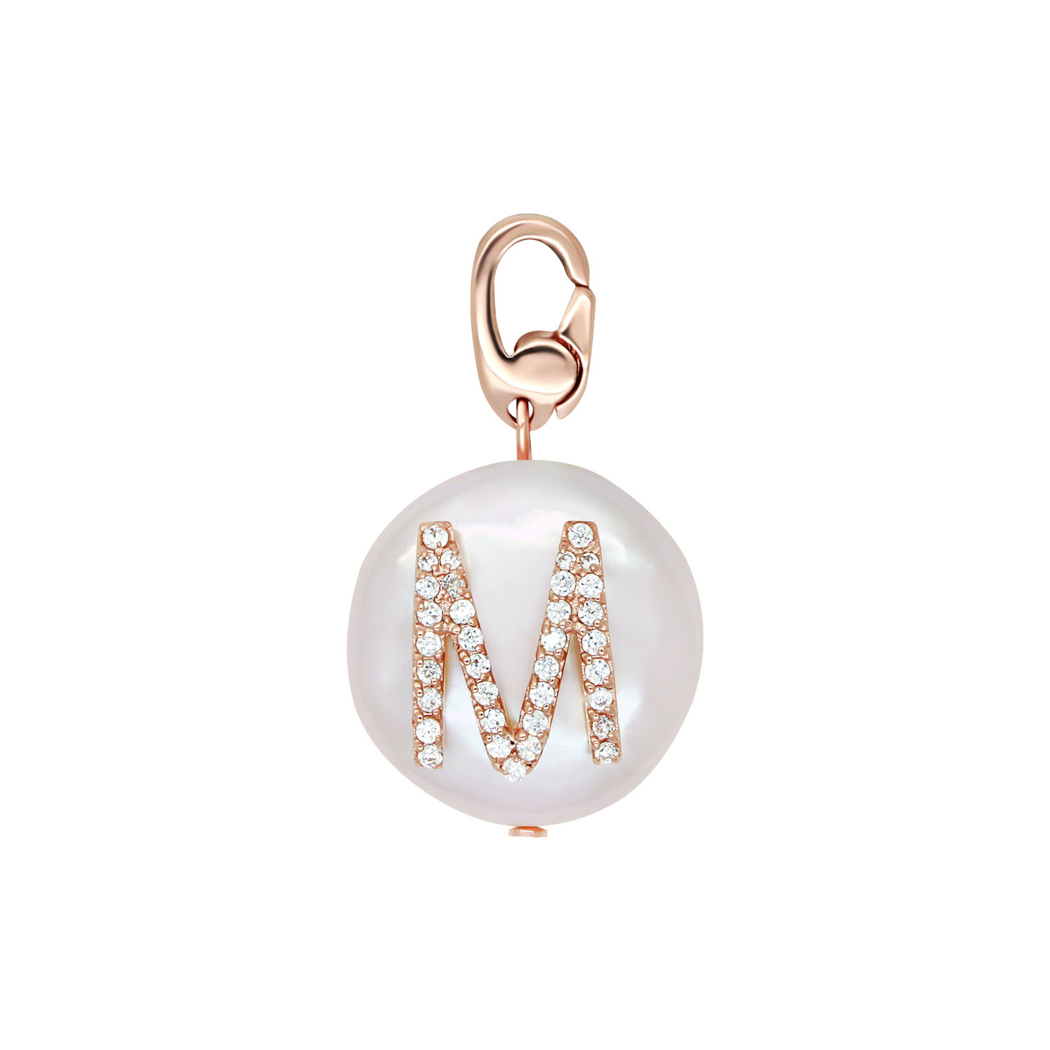 A.CEMI Initial Pearl Charm จี้มุก จี้เงินแท้ ชุบทอง 18K โรสโกลว์ - A ...