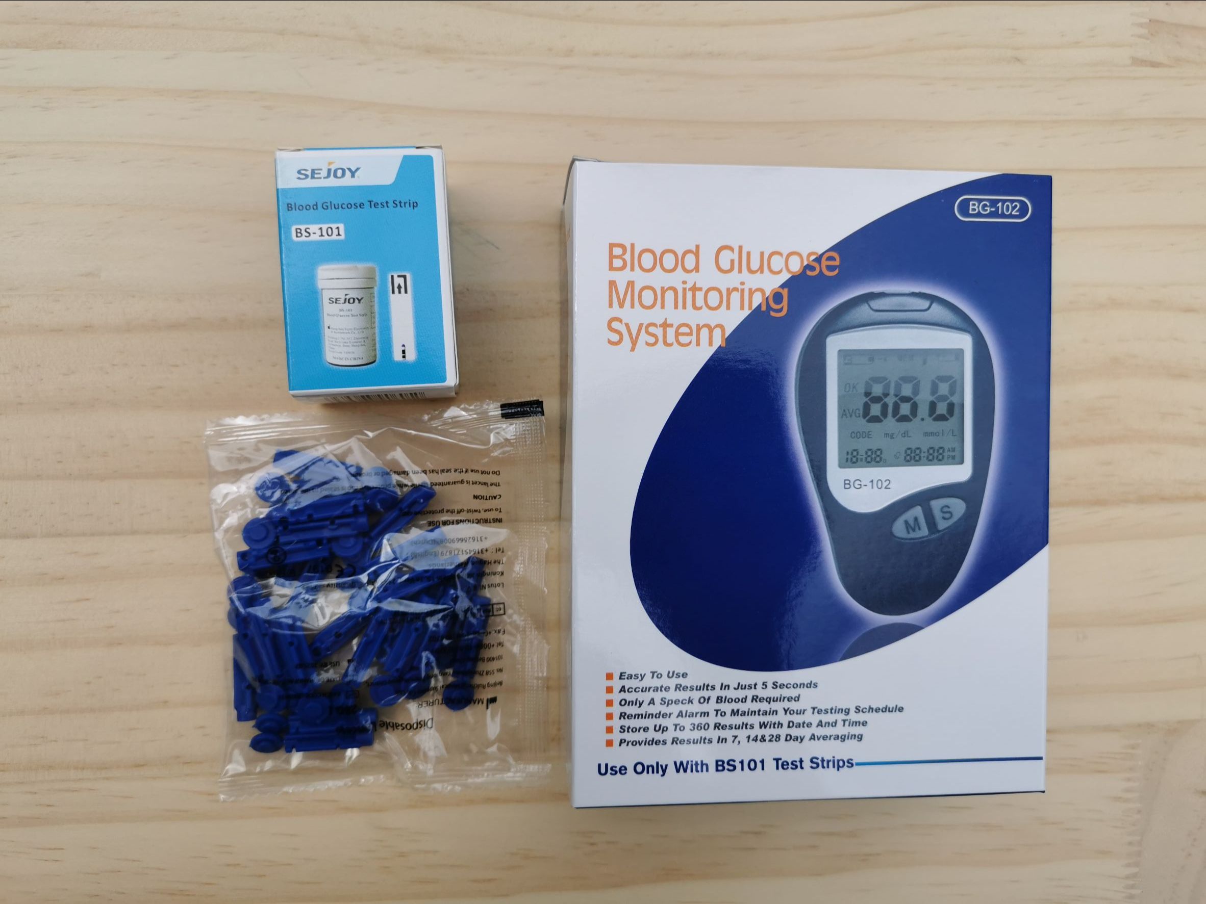 พร้อมส่งจากไทย เครื่องวัดน้ำตาล ตรวจน้ำตาลในเลือด SEJOY BG-102 ชุดเริ่มต้น 25 แผ่นตรวจ 25 เข็ม ...