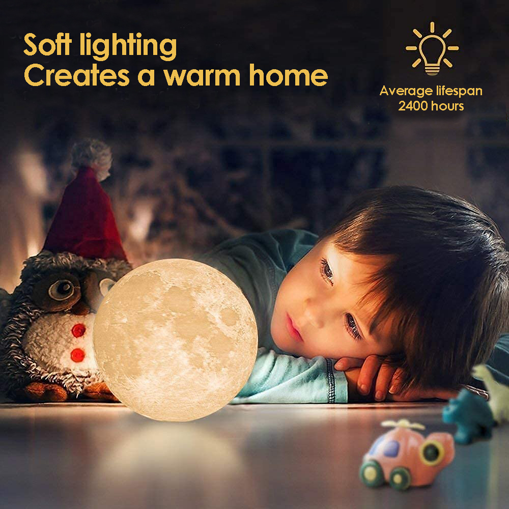 DIY Mini Moon Lamp kawaii room decor 3D Creative Night Light Gift For ...