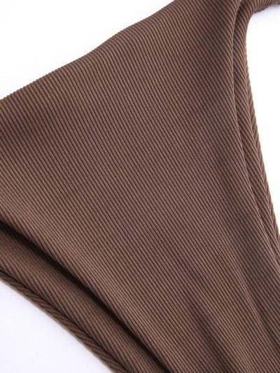 Cider Solid O-Ring Front Tied Bikini Set - Cider - ThaiPick