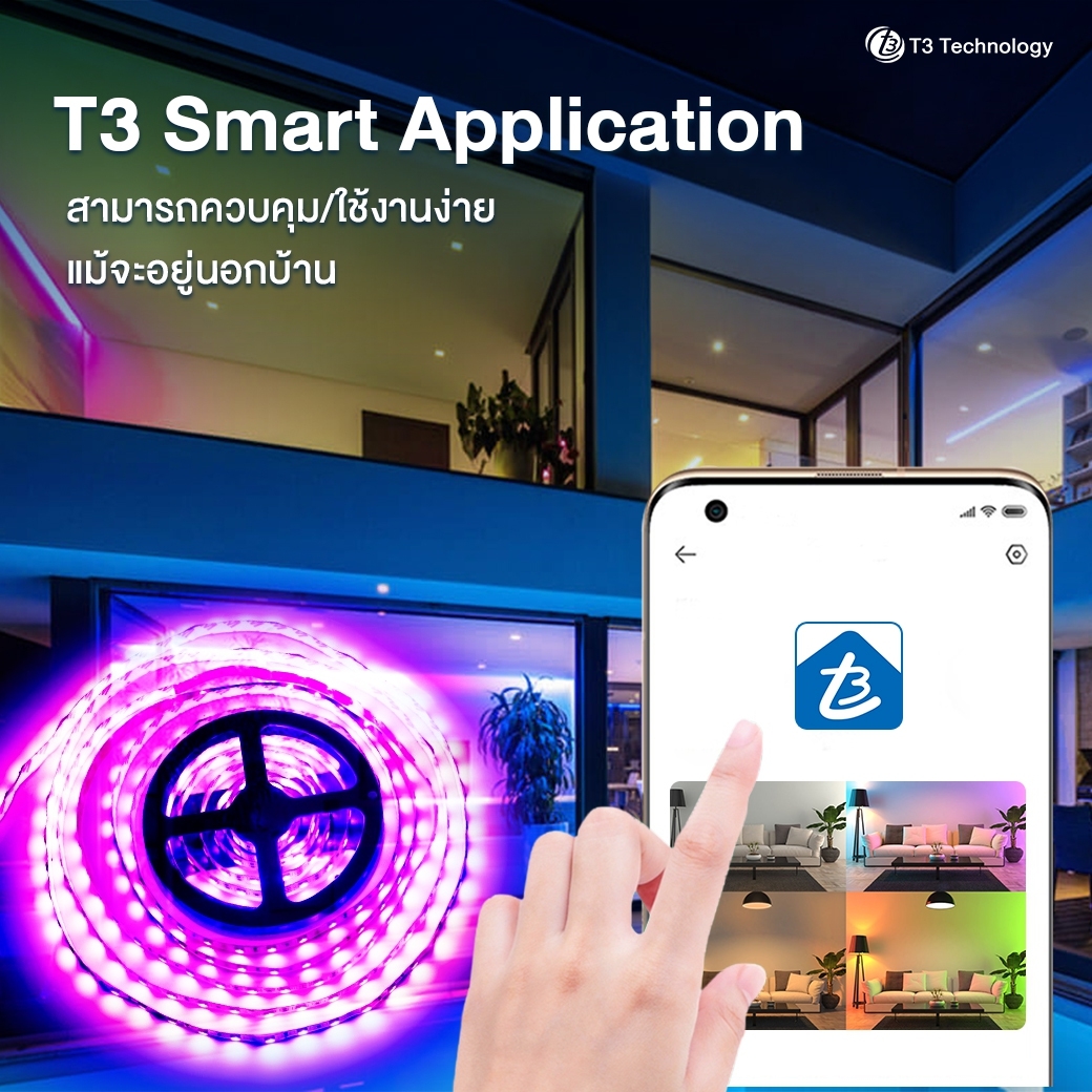 T3 Smart Strip Light ไฟเส้น LED ไฟเส้นปรับได้มากถึง 16 ล้านสี อัจฉริยะ ...