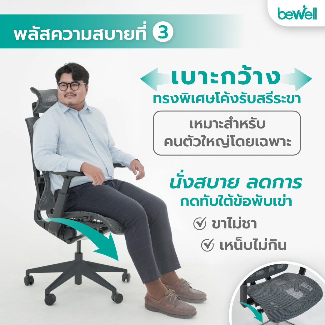 Bewell Enfold Plus รับประกัน 3 ปี เทคโนโลยี X-Mesh พลัสให้การนั่งสบายกว่าที่เคย - Bewell ...