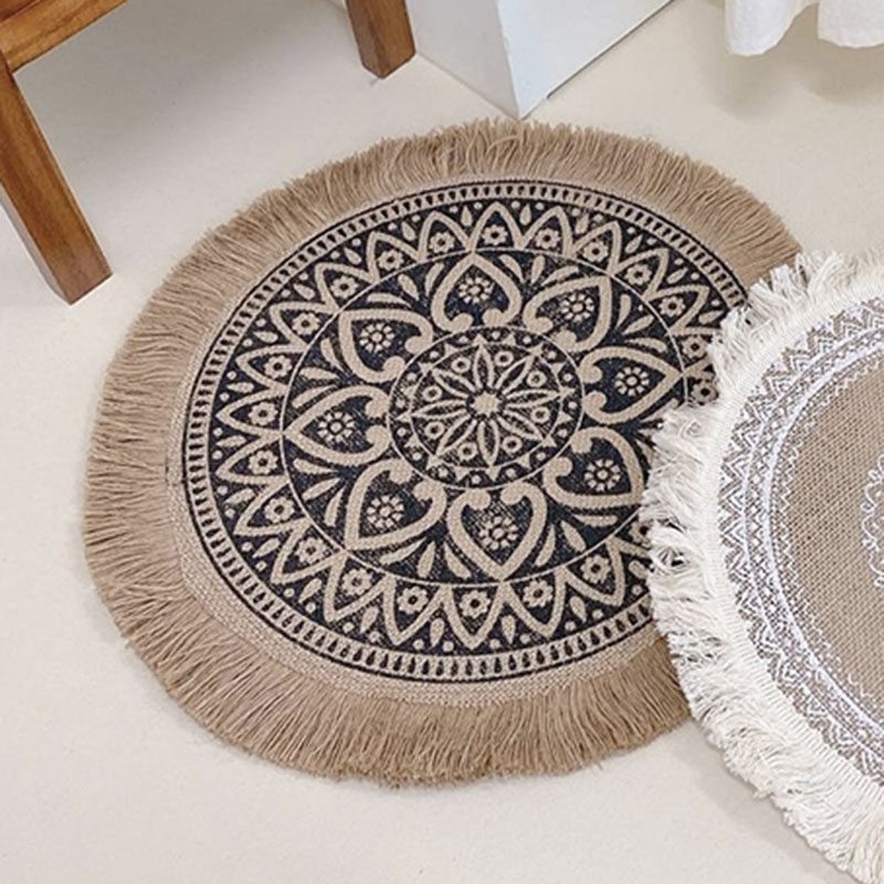 Nordic Moroccan Tassels Table Mats, Bowls and Plates, Cotton and Linen ...