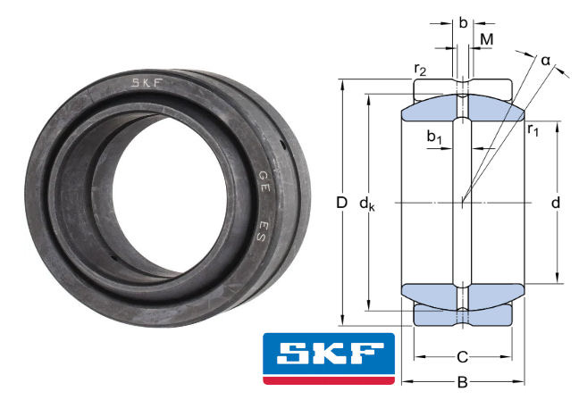 GE20 ES ( 20x35x16 mm. ) SKF GE20ES ลูกปืนตาเหลือก GE20ES ( SPHERICAL ...