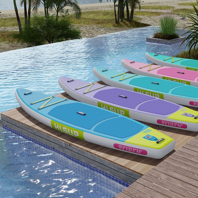 กระดานโต้คลื่น surfboard บอร์ดยืนพายแบบสูบลม Non-Slip sup board paddle ...