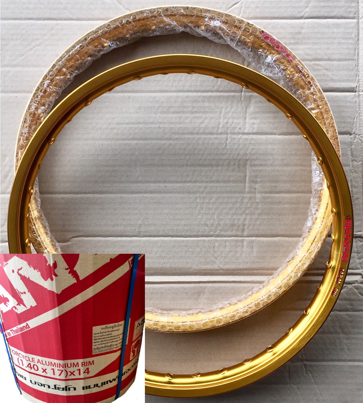 Banzai บันไซ ขอบล้อ สีทอง 1.4x17 จำนวน 1 คู่ ล้อสี ล้อโล RIM - AiZu ...