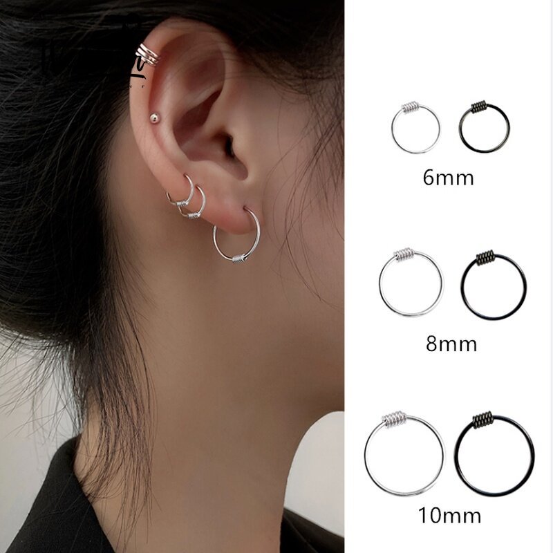 We Flower Korean S925 Silver Small Circle Hoop Earrings for Women ...