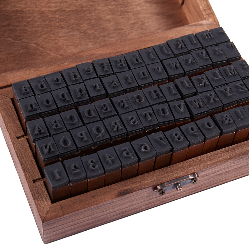 [ในสต็อก] [COD]Rubber Stamp Alphabet Number Symbol Wooden Box Set Print ...