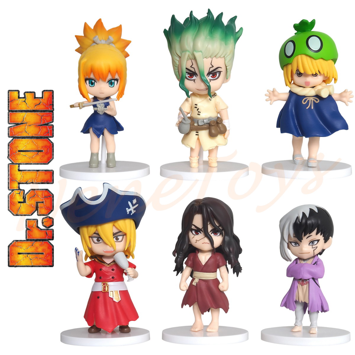 โมเดล Dr.Stone ดร.สโตน ชุด 6 ตัว สูงประมาณ 8-10 cm น่ารักๆ งานจีน เซ็น ...