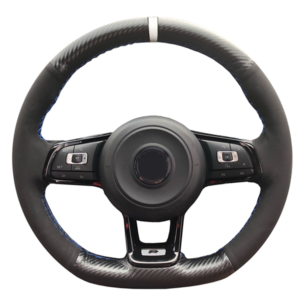Hand-Stitched Carbon fiber Black Suede Car Steering Wheel Cover For ...