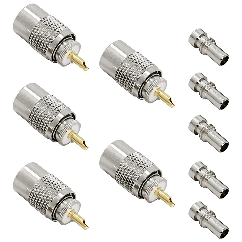 5-Piece PL-259 UHF Male Welding Connector Plug 50Ohm for RG59, RG8 ...
