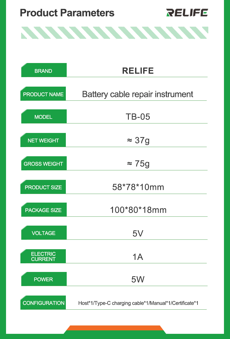เครื่องมือซ่อมแซมแบตเตอรี่ Relife TB-05 Battery Repair Instrument for i8 to 14Pro Max Battery ...