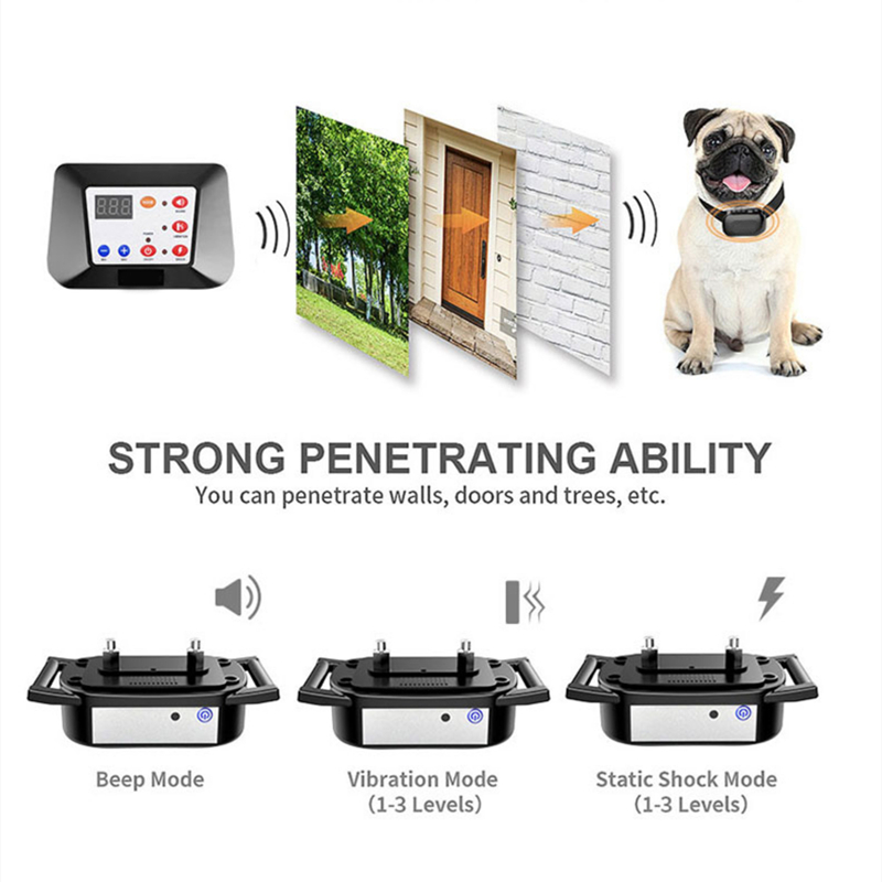 2 in 1 Wireless Electric Dog Fence 4 Working Modes Dog Training Collars ...