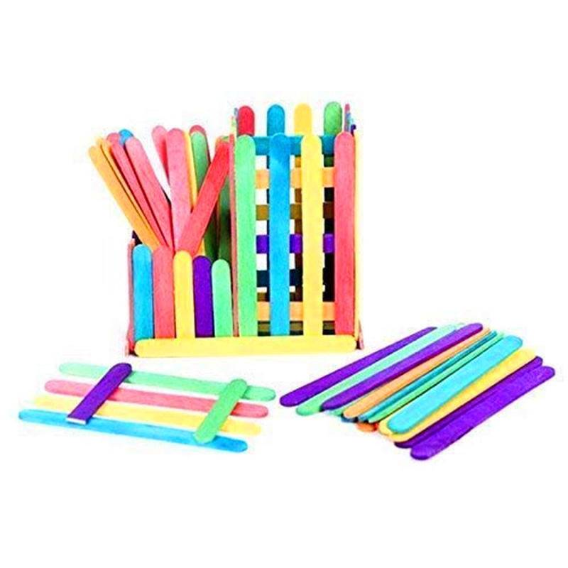 100pcs Colored Wooden Craft Sticks Art Natural Wood Craft Sticks Great