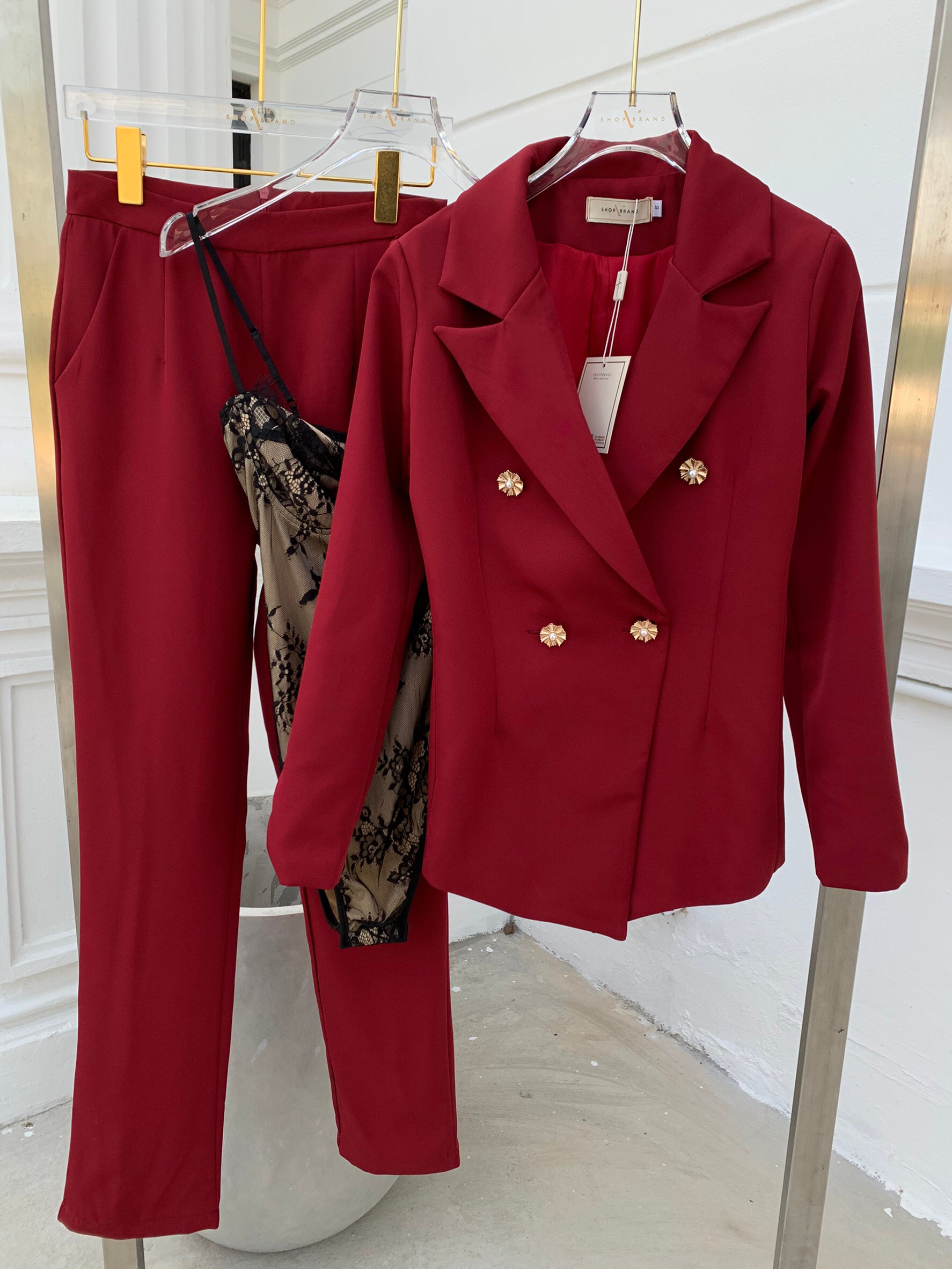 VShop Set สูท+ลูกไม้+กางเกง งานดีงานคุณภาพมาแล้วจ้า ใส่แล้วผอมเพรียวมาก ...