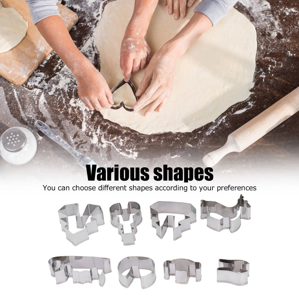 8Pcs/Set Christmas Cookie Mold Cutting Tool Stainless Steel 3D Biscuit ...