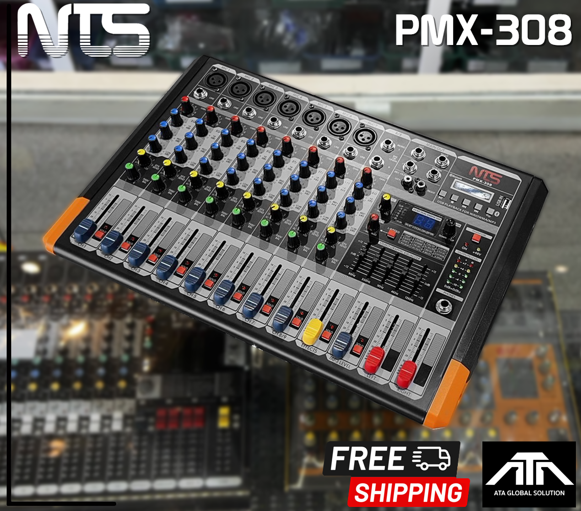 เพาเวอร์มิกเซอร์ NTS PMX-308 | เพาเวอร์มิกเซอร์ 7 โมโน 1 สเตอริโอ + FX/USB/BT เพาเวอร์แอมป์ 100 ...