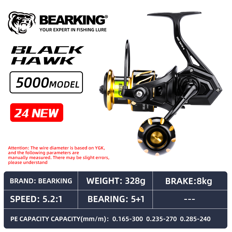 Bearking New Saltwater Fishing Reel B-Hawk 3000-6000 5+1BB Bearings Max ...