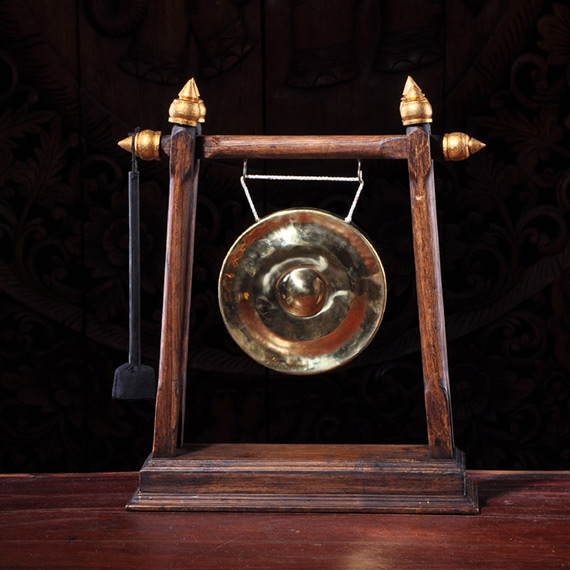 THAILUCKY gong hanging rack (7 inch) retro brass table with 2 color ...