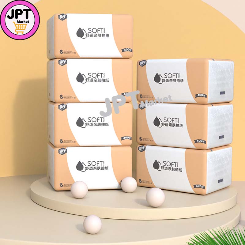 JPT Market️ กระดาษทิชชู่ หนา 3 ชั้น 400 แผ่น ทิชชู่แบบดึง เหนียว แข็งแรง และ นุ่ม กระดาษเช็ดหน้า ...