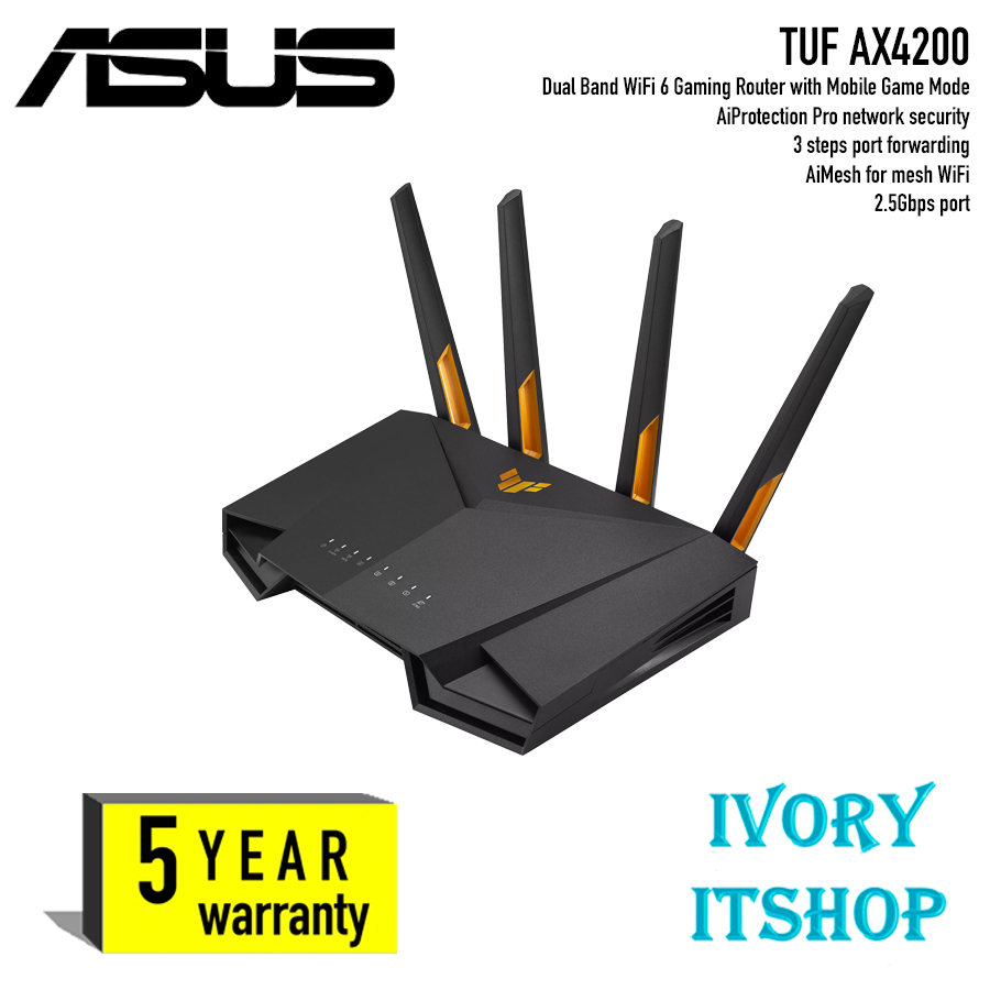 ASUS TUF-AX4200 Dual Band WiFi 6 Gaming Router TUF AX4200/ivoryitshop ...