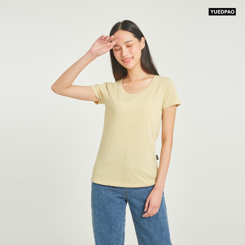 Yuedpao เสื้อยืดผู้หญิงคอกลม ทรงเข้ารูป ไม่ย้วย ไม่หด ไม่ต้องรีด ใส่สบาย basicstyle เสื้อยืดคอ ...