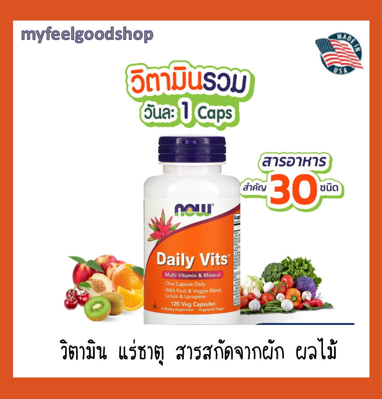 Daily Vits Multi Vitamin & Mineral 120 Veg Capsules Now Foods วิตามิน ...