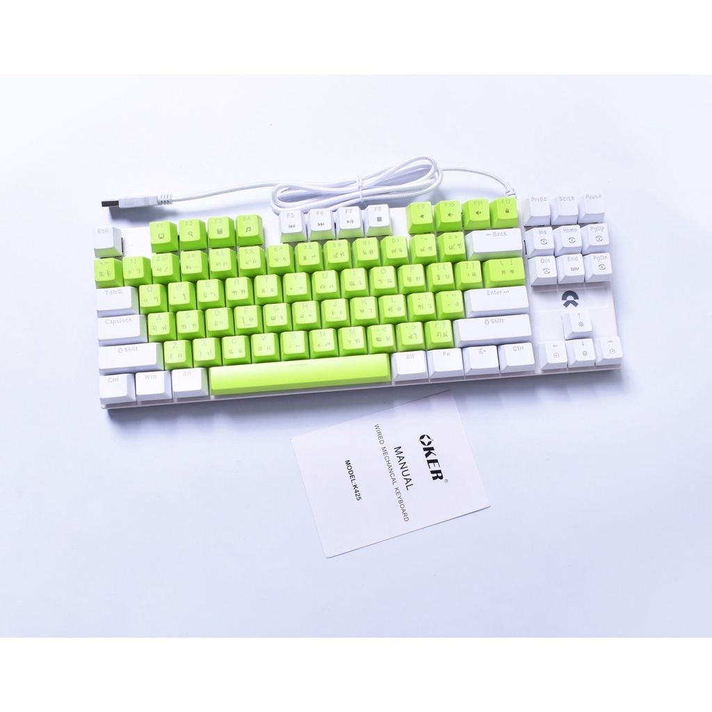 คีย์บอร์เกมมิ่งOKER K425 บลูสวิสต์ TKL MIXED BACKLIT Mechanical backlit wired gaming keyboard ...