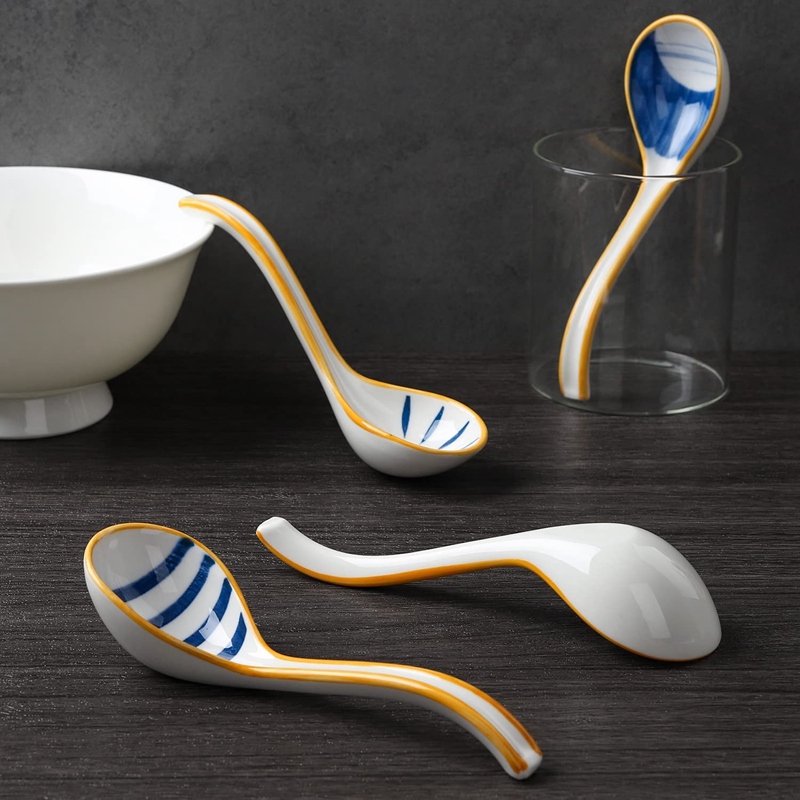 Ceramics Soup Spoons Set of Japanese Soup Spoon Long Handle Soup Spoons ...