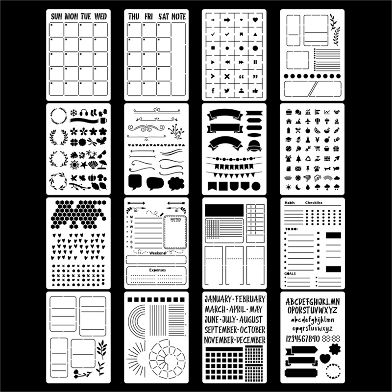 16Pcs Journal Stencils Set -Ultimate Productivity Planner Stencil for ...