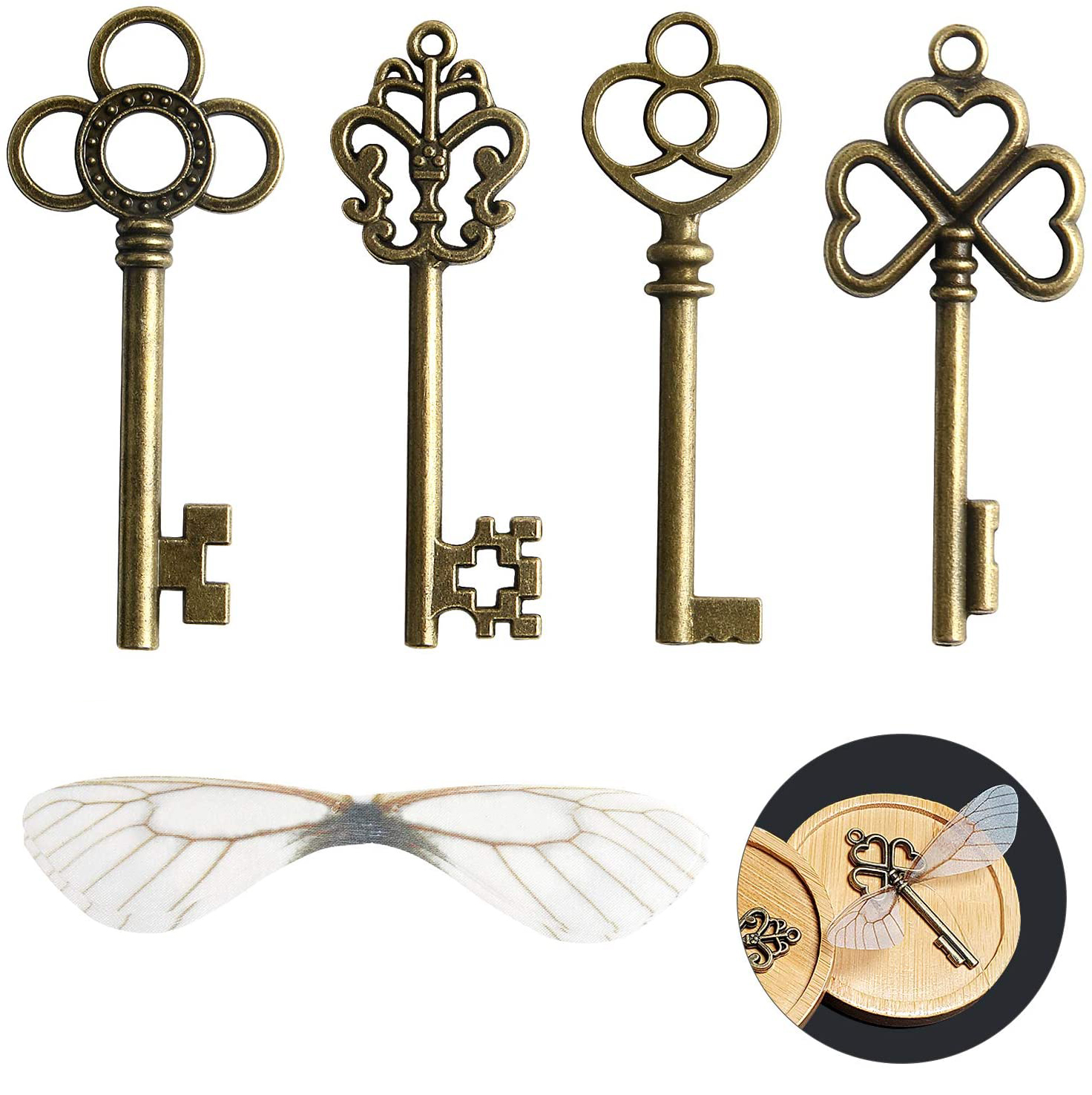 30Pcs Flying Keys DIY Handmade Accessories with Dragonfly Wing Charms ...