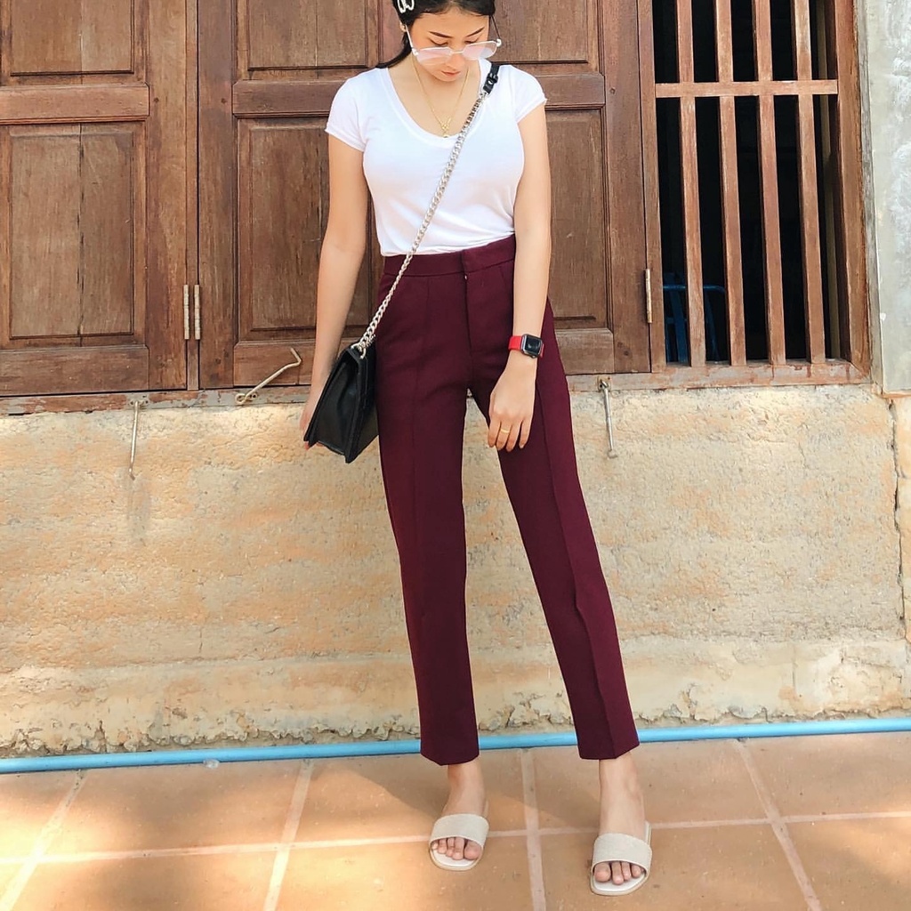 🌈Spinny House🌈 กางเกง7ส่วน ผ้าโรเชฟ ซิบหน้า ตีเกร็ดหน้าผ้าหนาทรงสวย กางเกงโรเซฟ ชักไม่เป็นขุย ตี ...