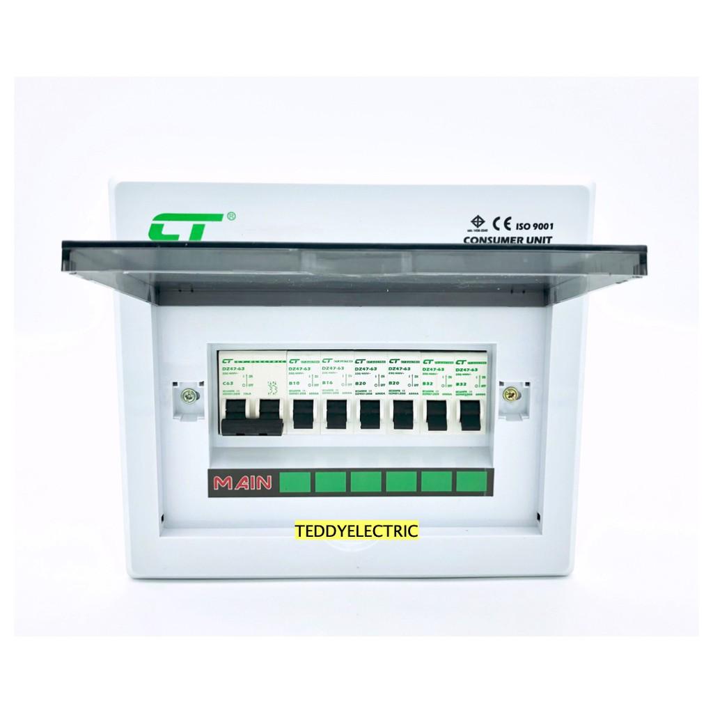CT ELECTRIC ตู้คอนซูเมอร์ยูนิตตัดไฟสำเร็จรูป 6 ช่อง เมน 2P63A พร้อมลูก ...