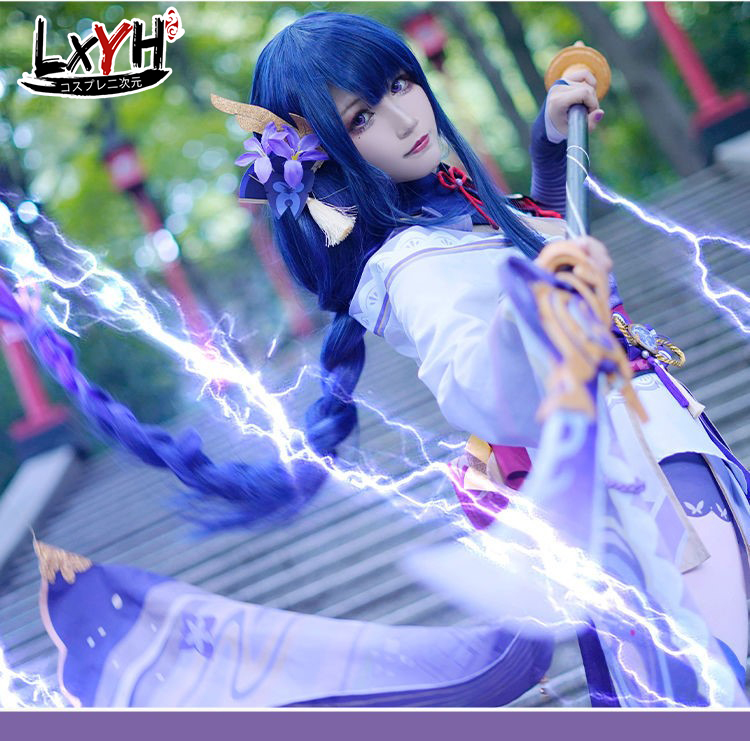 LXYH- COSER KING Game Genshin Impact Raiden Shogun Wig Cosplay Costume ...