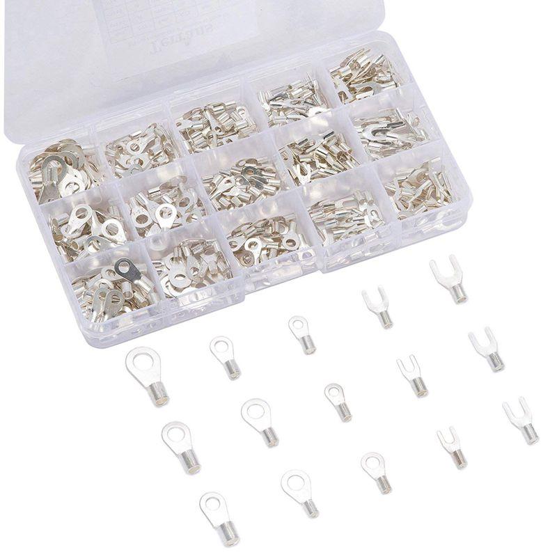 375 Pcs 15 in 1 Non-Insulated Ring Fork U-type Terminals Tin-Plated ...