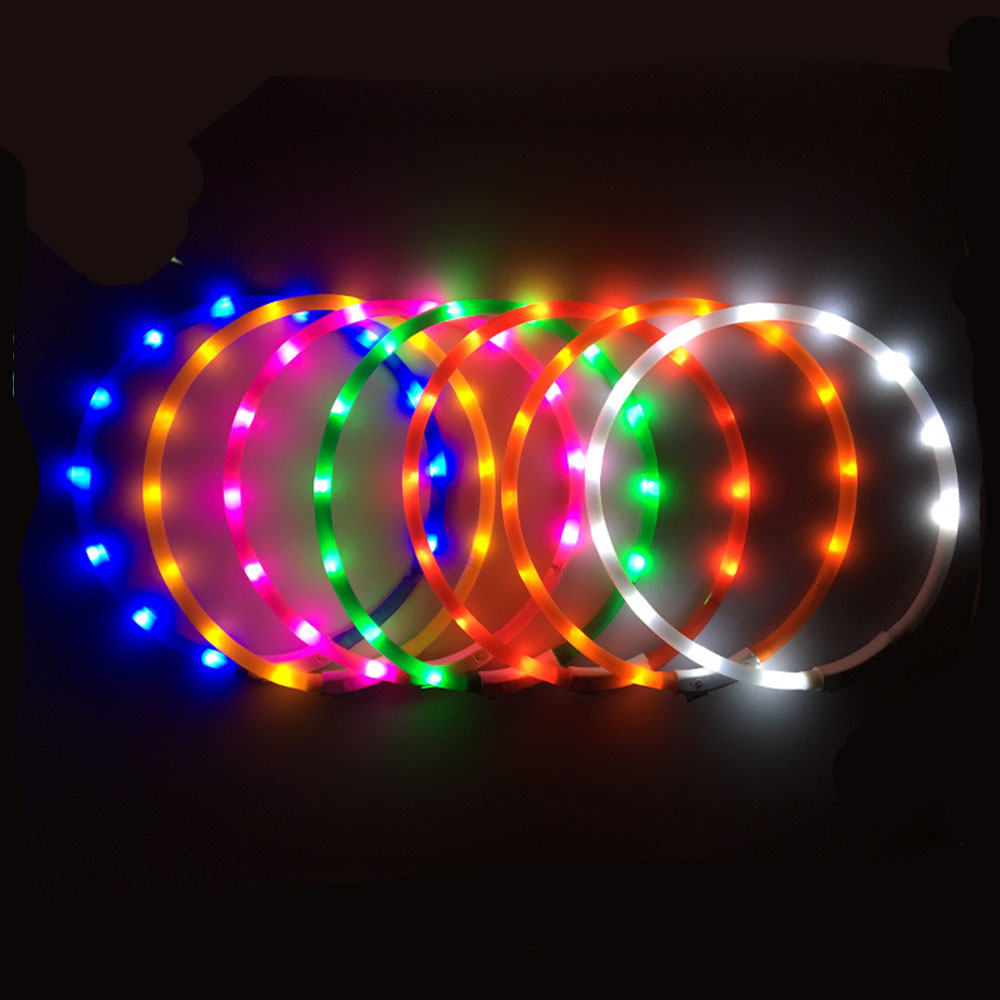 USB Rechargeable LED Flashing Light Band Glow Belt Pet Dog Puppy Safety ...