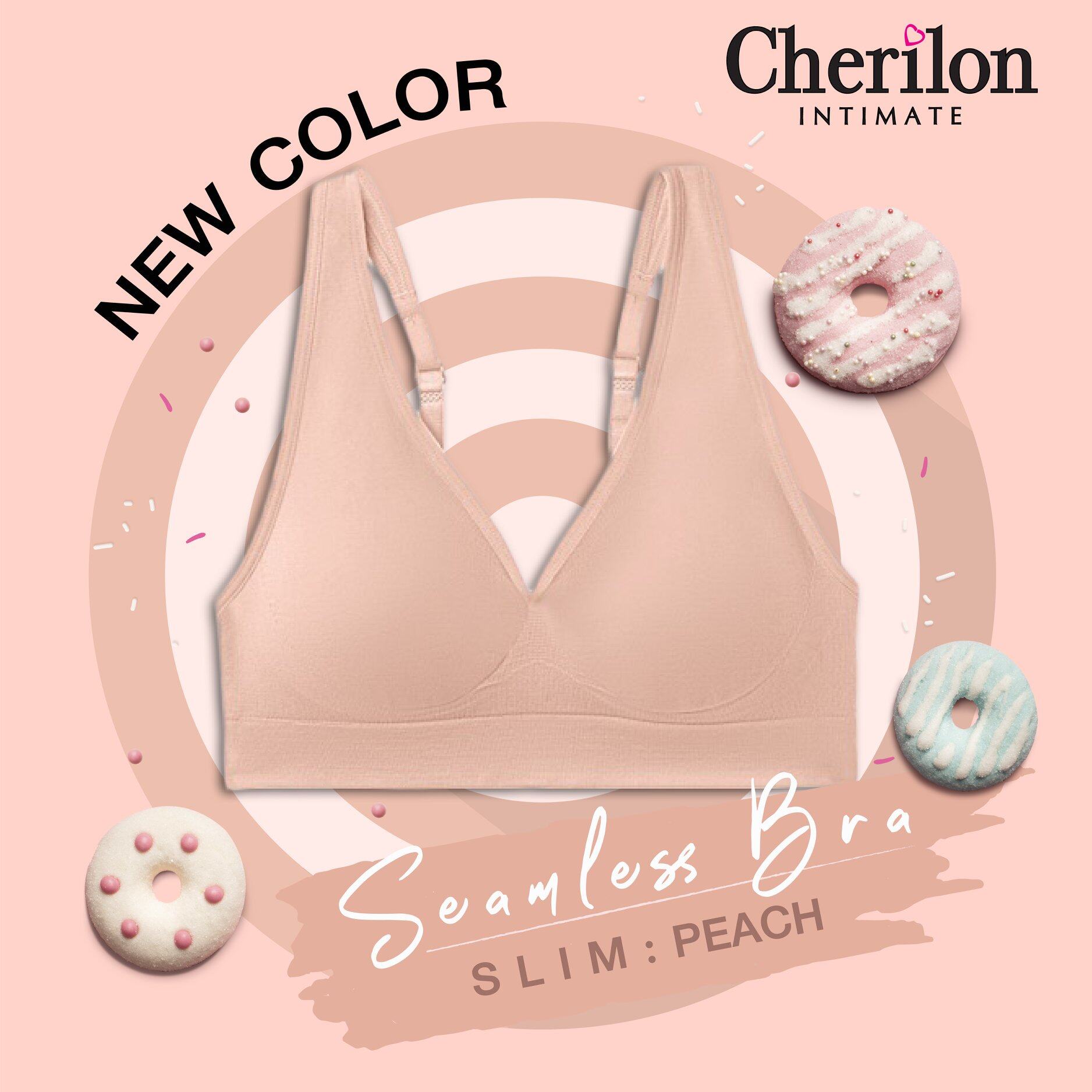 [สุดคุ้ม 2 ตัว] Cherilon Slim Bra เสื้อใน เชอรีล่อน บราไร้โครง ไร้ตะเข็บ คอวีกว้างเพรียว เผยอก ...