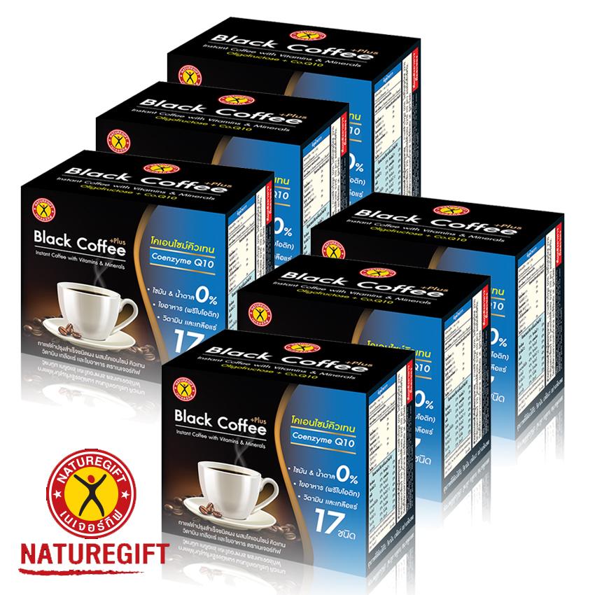 Black Coffee Plus Coenzyme Q10 กาแฟดำปรุงสำเร็จชนิดผง ผสม โคเอนไซม์ คิวเทน ตรา เนเจอร์กิฟ 10 ซอง ...