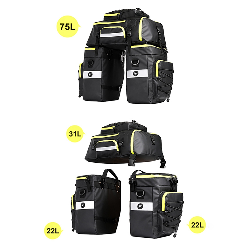 RHINOWALK Bike Rear Seat Trunk Bag 3 in 1 Multifunction Bicycle Pannier Waterproof Double Side ...