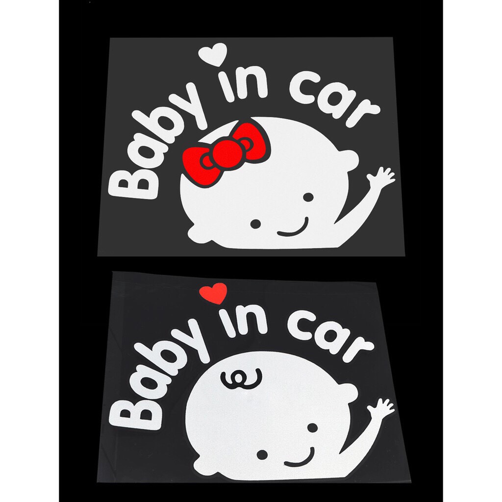 สติ๊กเกอร์สะท้อนแสงติดรถยนต์ รูปเด็กผู้หญิง BABY IN CAR / สติ๊กเกอร์ติด ...