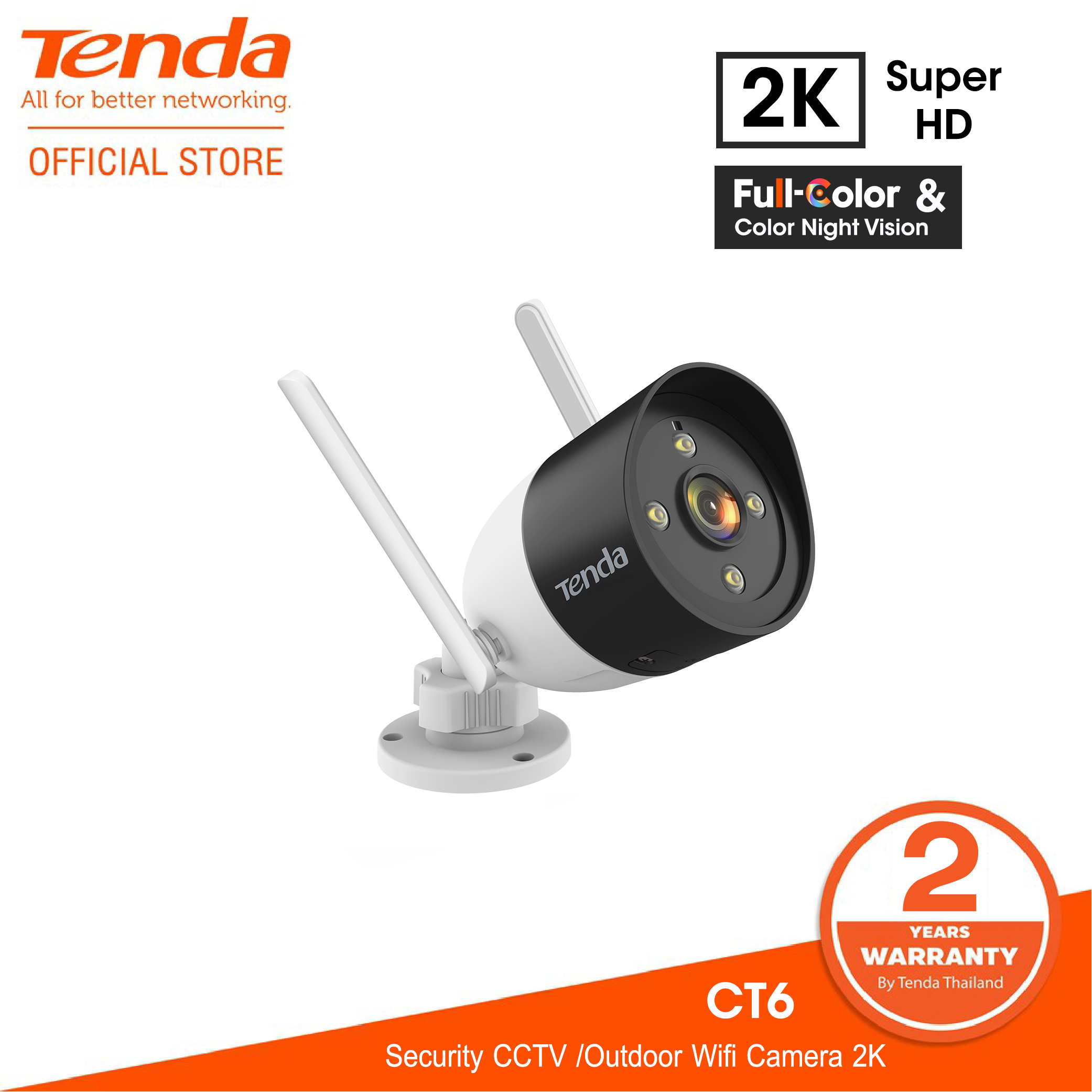 Tenda CT6 Security CCTV /Outdoor Wifi Camera 2K / ภาพคมชัดความละเอียด ...