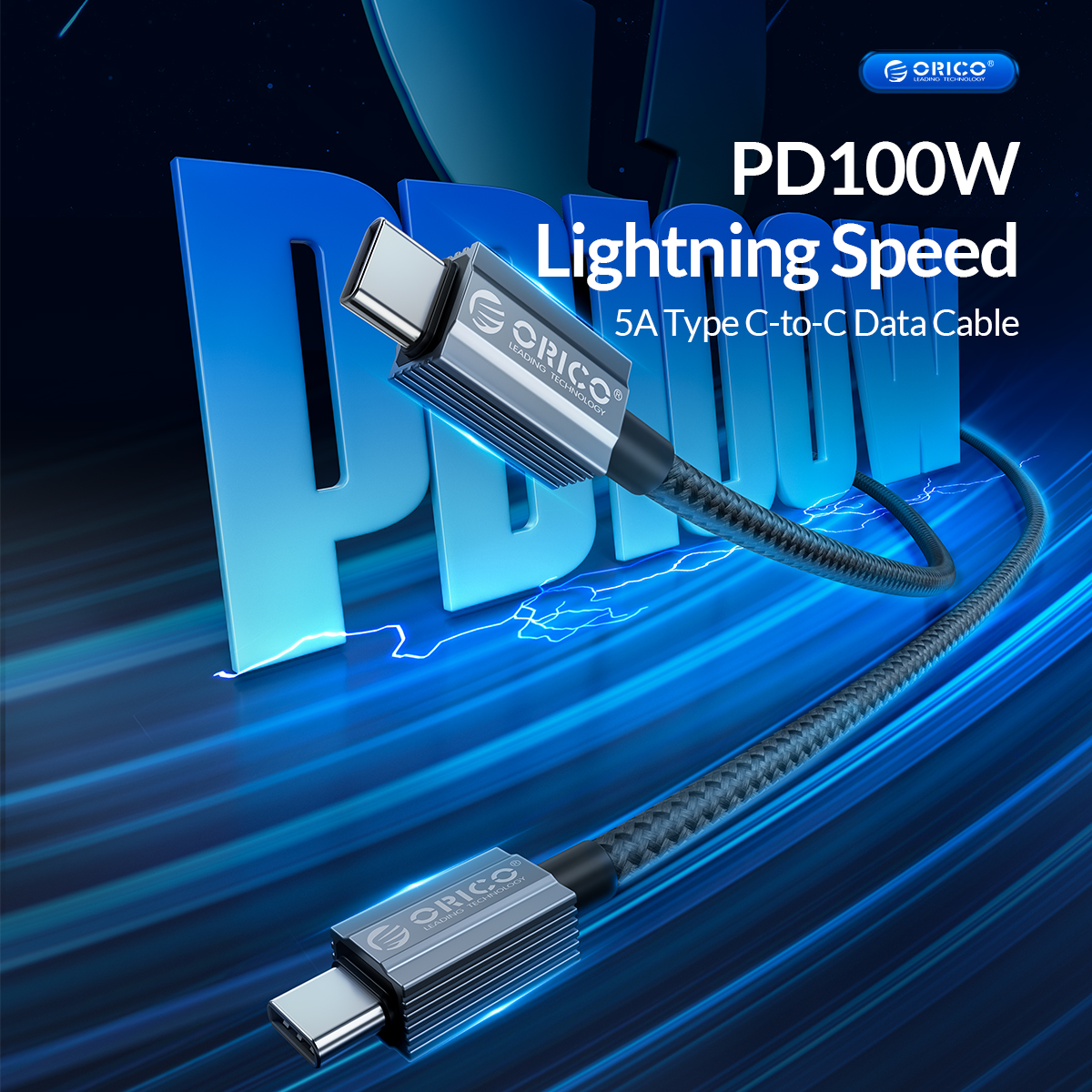 ORICO USB C to USB C Cable 5A PD 100W Cord Super Fast Charging Type-C Phone Laptop 480Mbps for ...