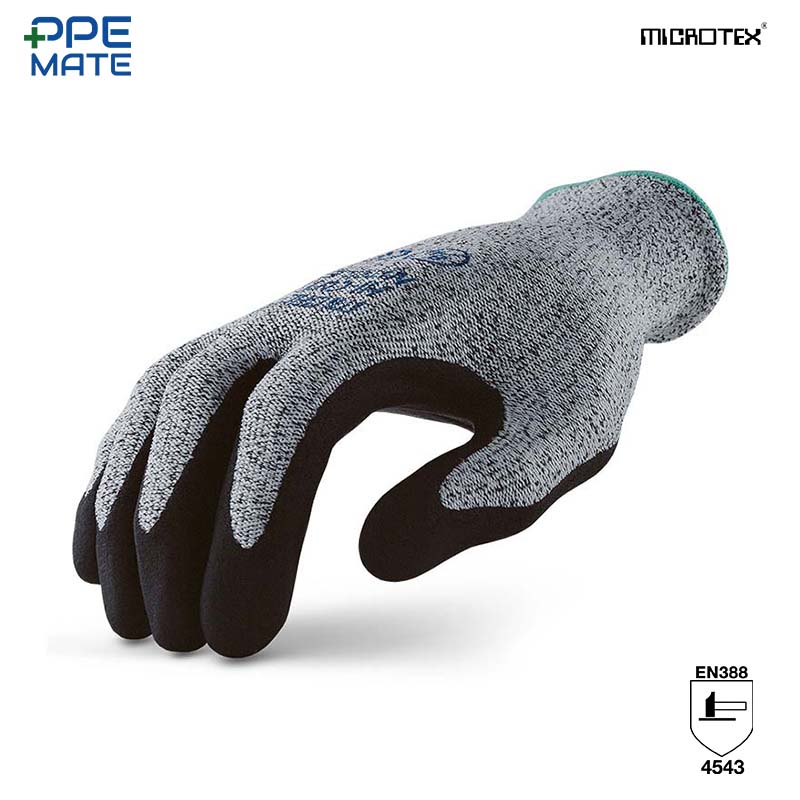 MICROTEX HI-CUT NITRILE GRIP ถุงมือกันบาดเคลือบไนไตร ป้องกันการบาดเฉือน ...