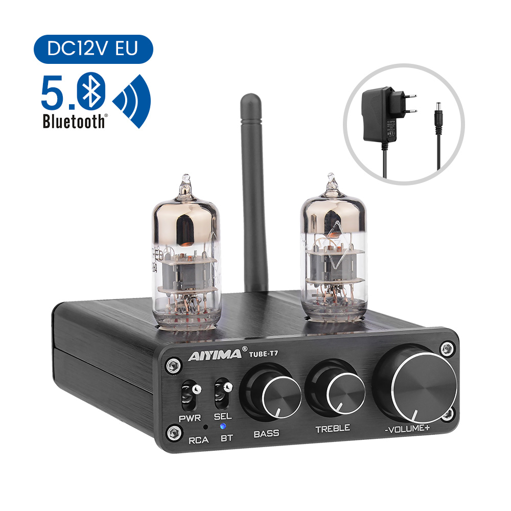 AIYIMA Tube-T7 HiFi 6N3 Tube Amplifier Preamp Bluetooth 5.0 Preamplifier Stereo Vacuum Bile Tube ...