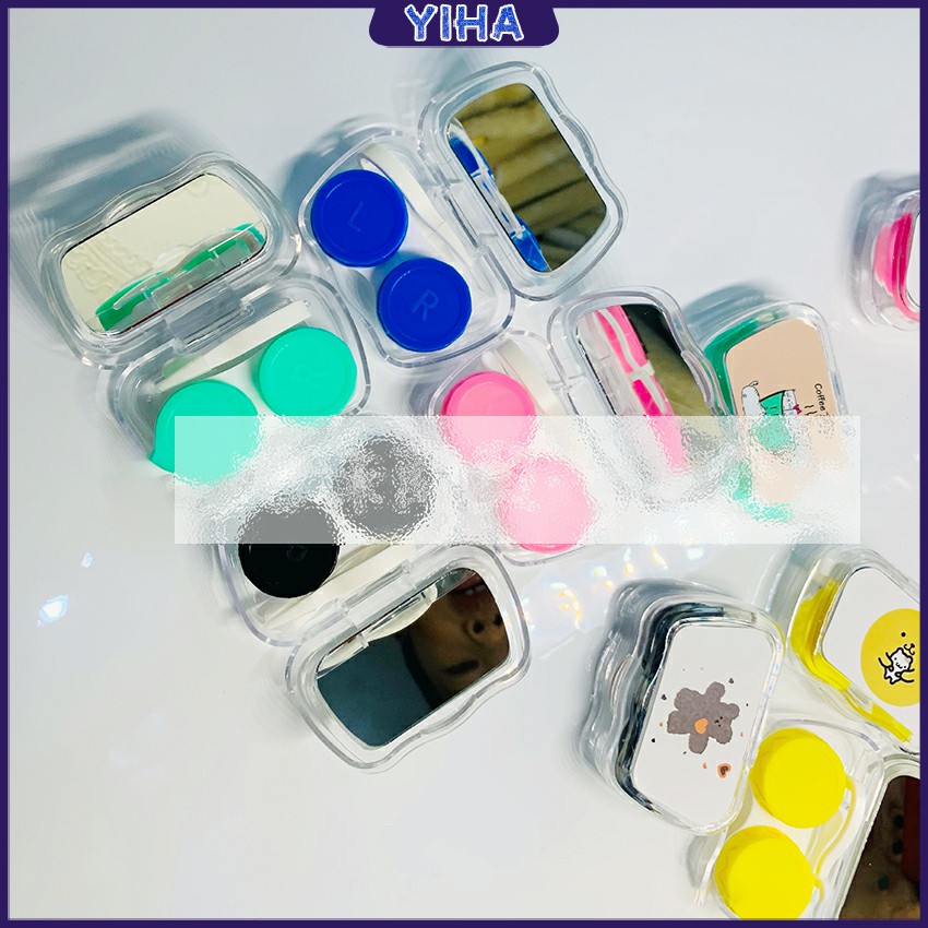 Yiha กล่องใส่คอนแทคเลนส์ บิวตี้คอนแทคกล่องคู่ แบบพกพา Contact lens case ...