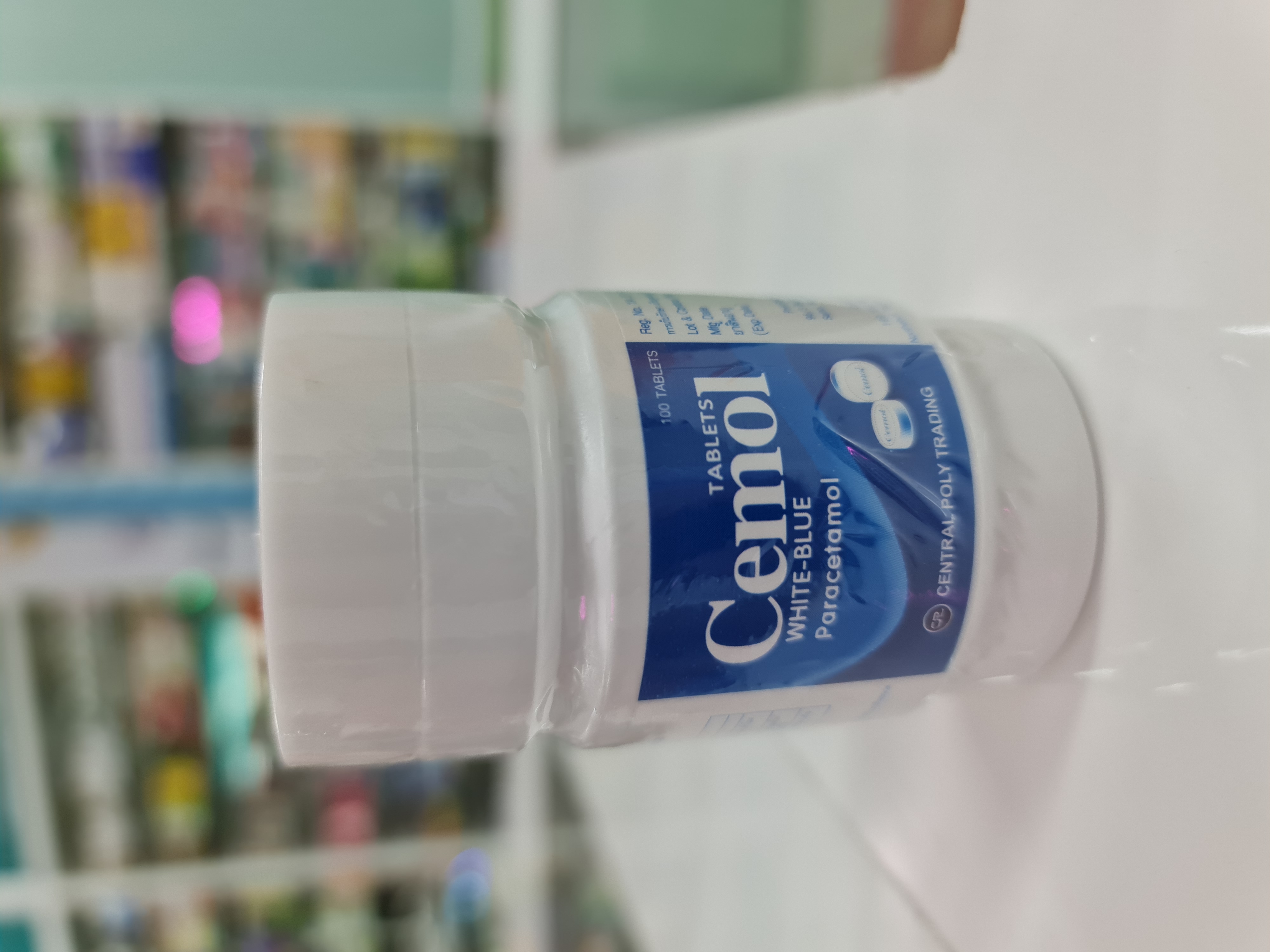cemol 500 mg พาราเซตามอลสีฟ้า-ขาว สีขาว 1 กะปุก - pharmagarden - ThaiPick