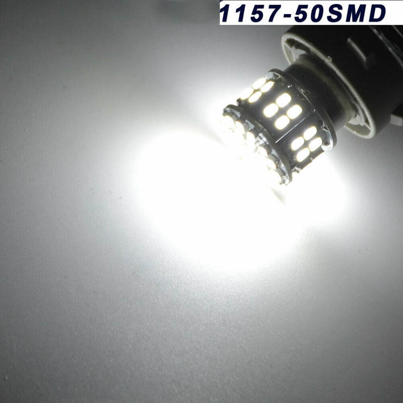 2Pcs 6000K White 1157 50SMD Tail Brake LED Lights Bulb BAY15D 12V - Car ...
